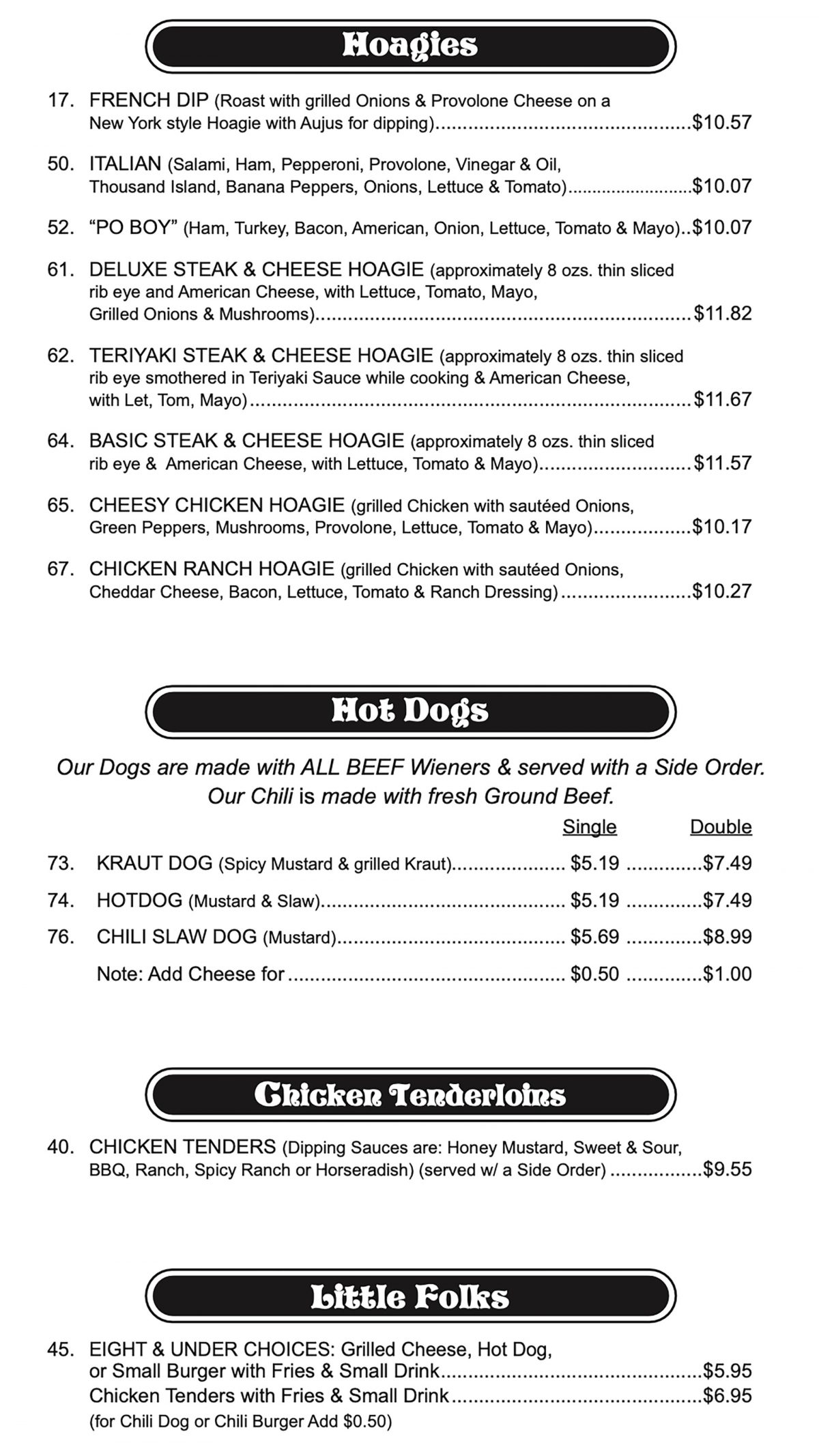 Menu – TJ's Deli & Grill